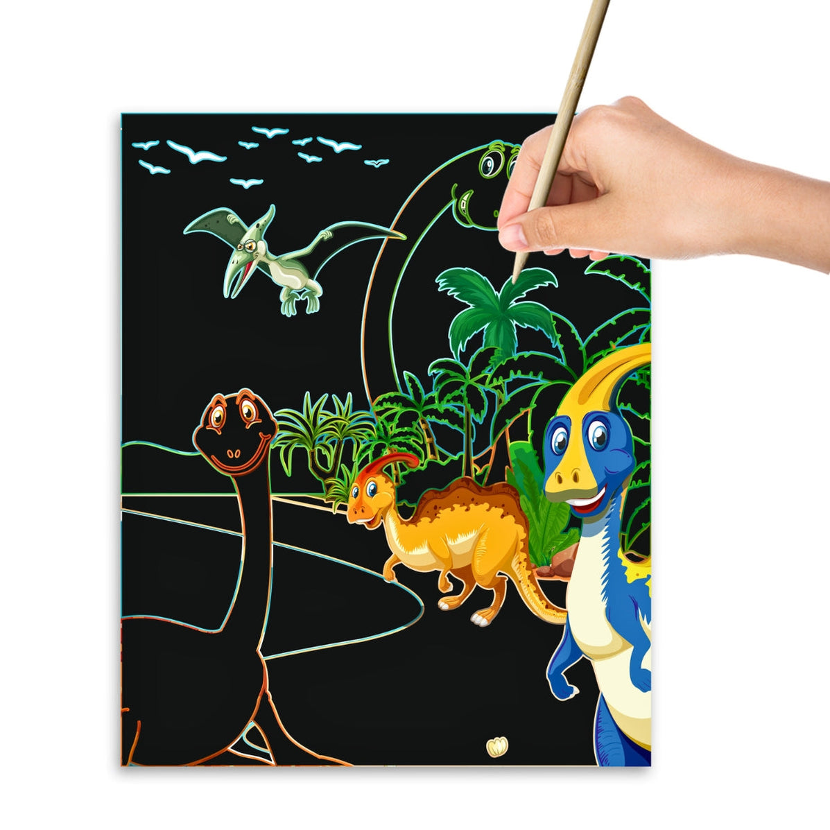 URSUS Scratch Art Pictures, 12pcs. Dragons & Dinos — Wooden Playroom
