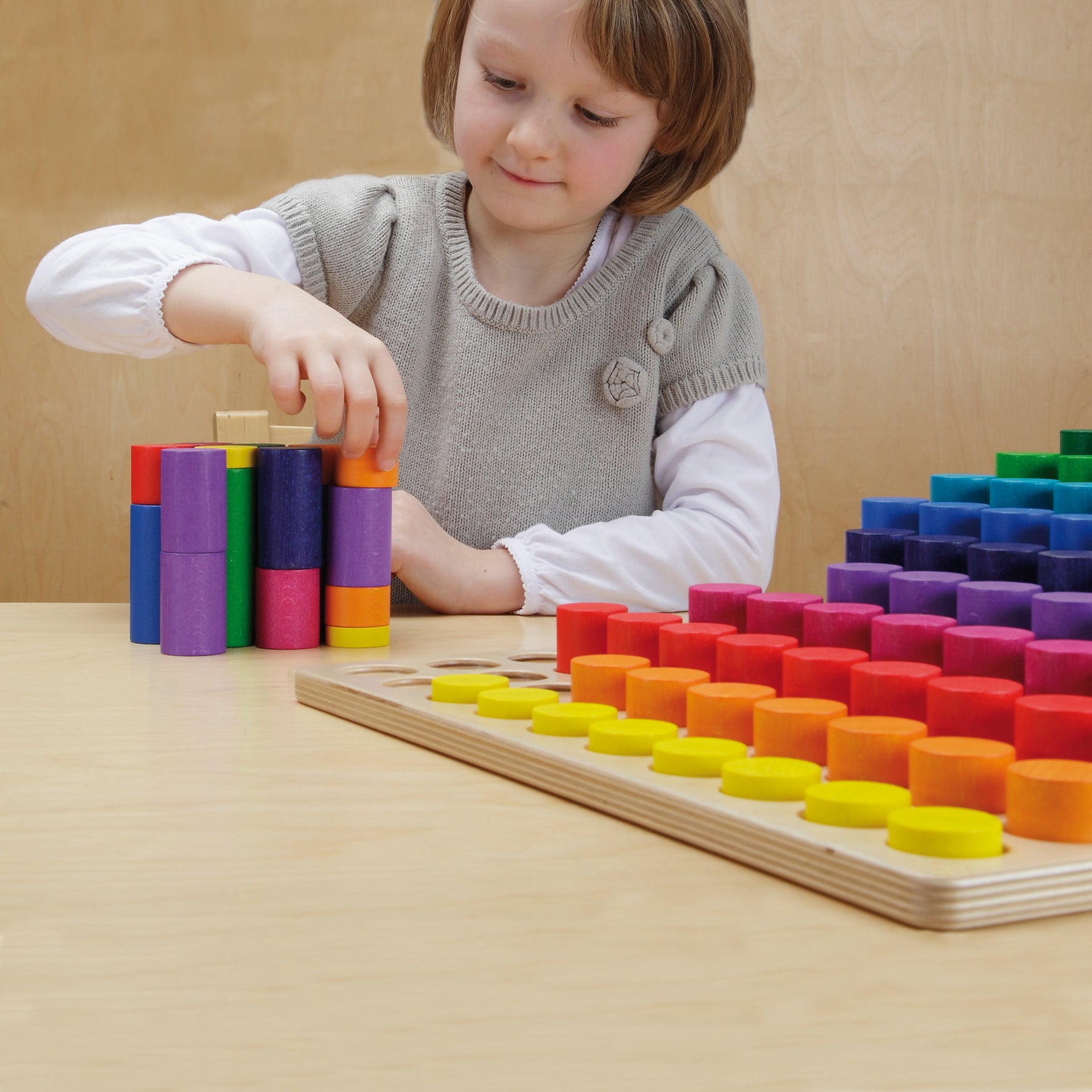 Erzi Large Stepped Counting Cylinders — Wooden Playroom